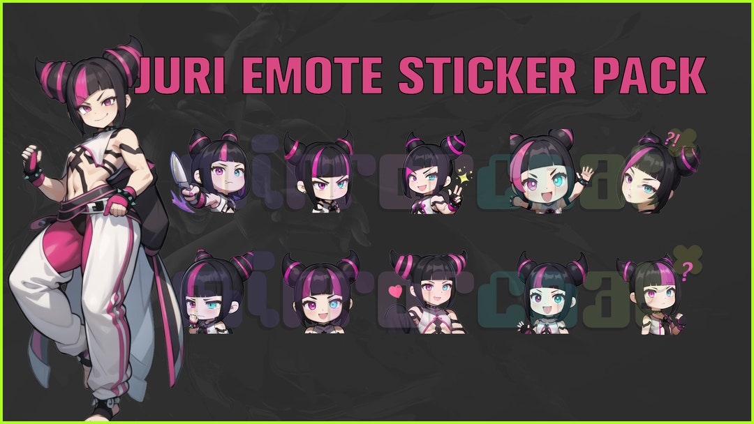 Juri Han SF6 Emote Sticker Pack: Twitch, Discord, Youtube (PNG Digital ...