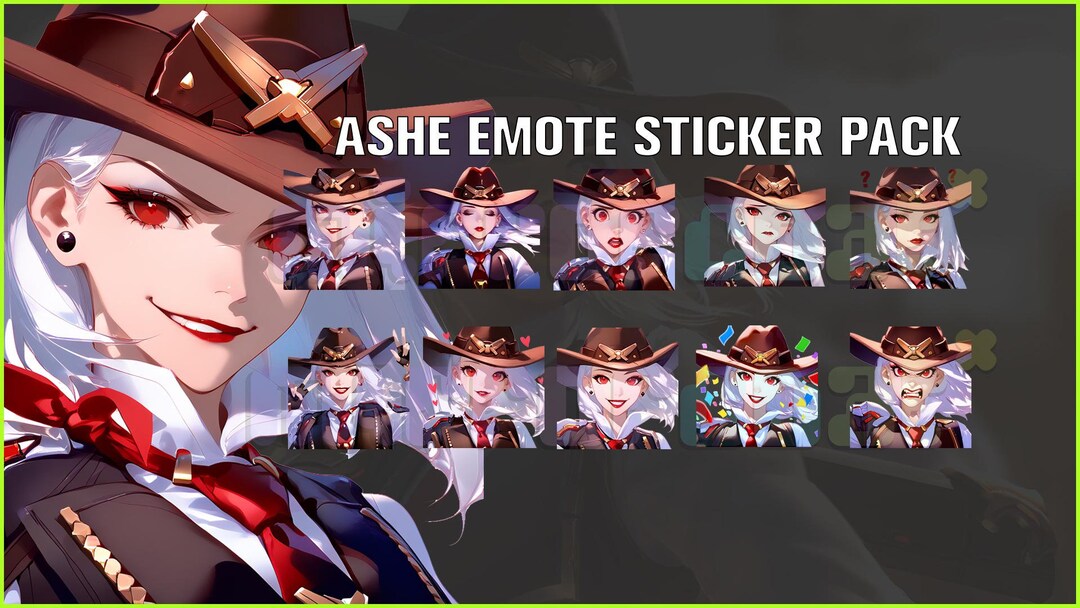Paquete de stickers de Ashe para Overwatch 2: Twitch, Discord, YouTube ...