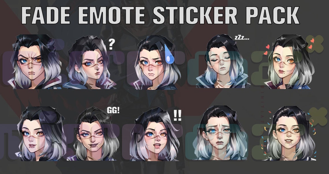 Fade Valorant Emote Sticker Pack: Twitch, Discord, Youtube (digital ...