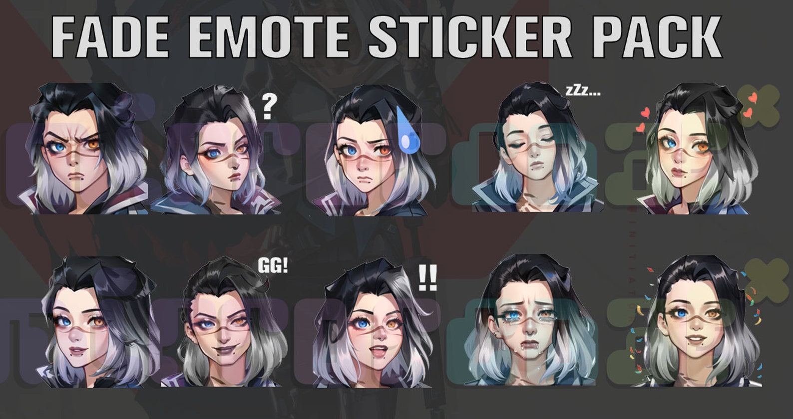 Fade Valorant Emote Sticker Pack: Twitch, Discord, Youtube (digital ...