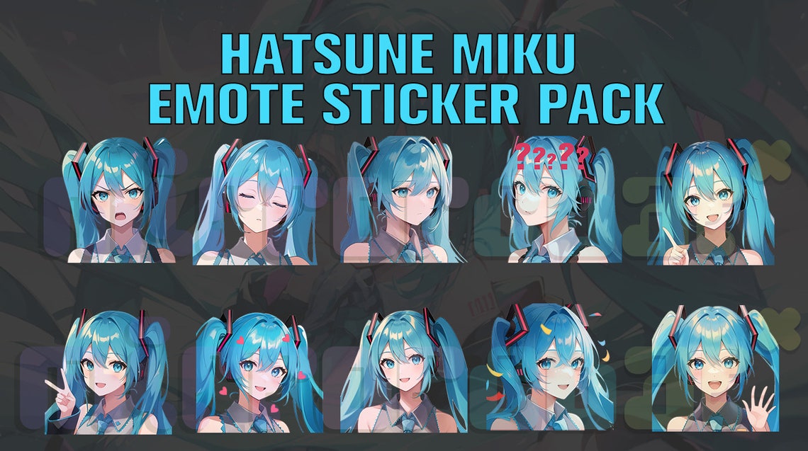 Hatsune Miku Emote Sticker Pack: Anime Chibi (digital Download) - Etsy