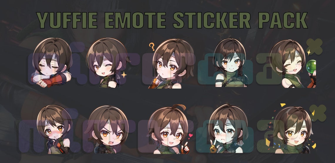 FF7 Girls Emote Sticker Pack: Tifa, Aerith, Yuffie (digital Download ...