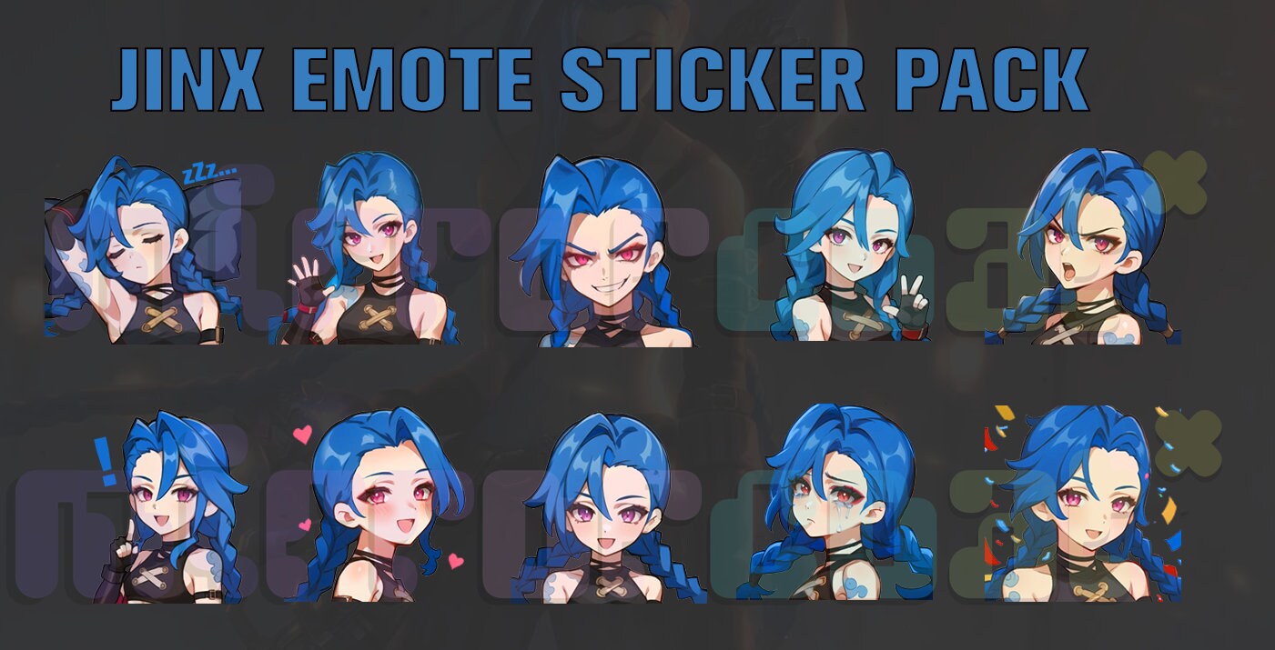 Jinx Lol Emote Sticker Pack: Twitch, Discord, Youtube (digital Download ...