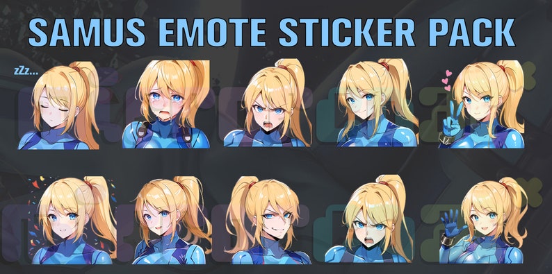 Samus Metroid Emote Sticker Pack: Chibi Video Game PNG (digital ...