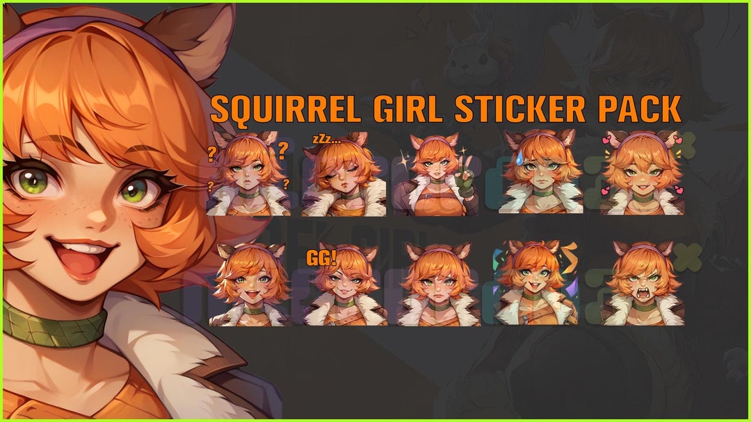 Squirrel Girl Emote Sticker Pack: Twitch, Discord, Youtube (digital ...