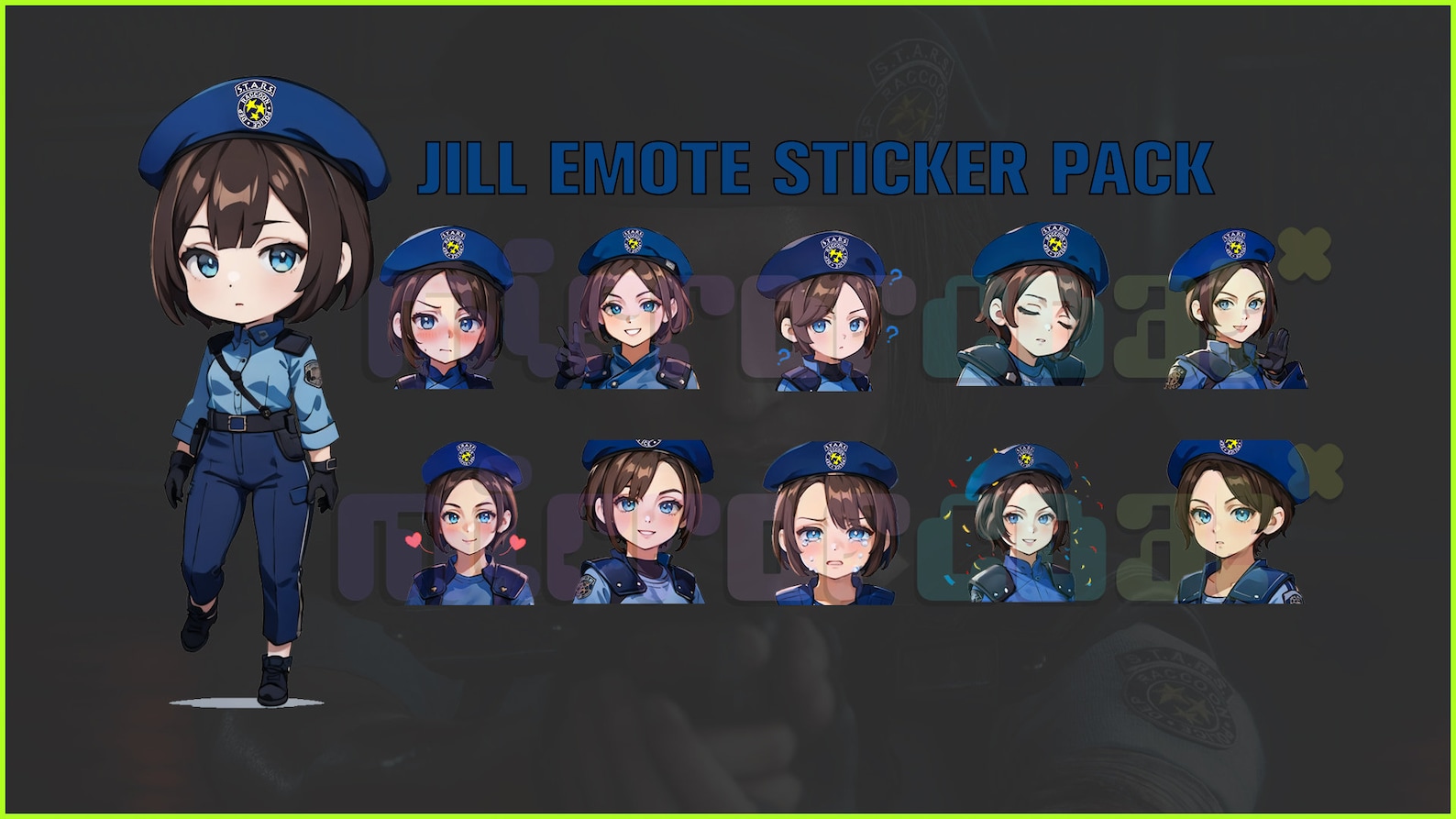 Jill Valentine Chibi Emote Sticker Pack: Twitch, Discord, Youtube ...