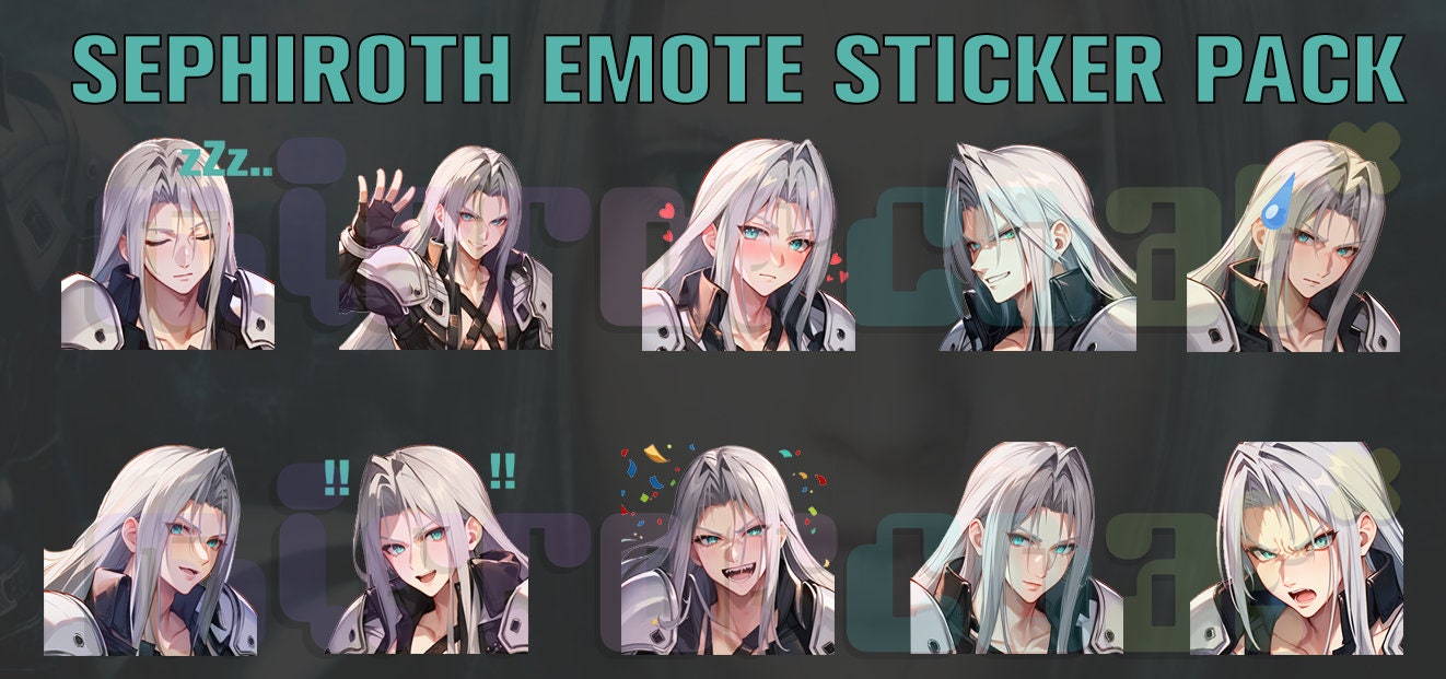 Sephiroth FF7 Emote Sticker Pack: Twitch, Discord, Youtube (digital ...