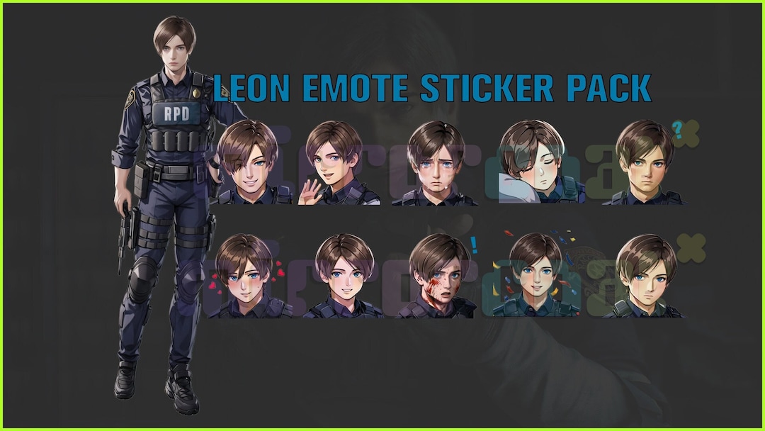 Leon S. Kennedy Emote Sticker Pack: Twitch, Discord, Youtube (digital ...