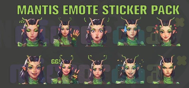 Mantis Emote Sticker Pack: Twitch, Discord, Youtube (digital Download ...