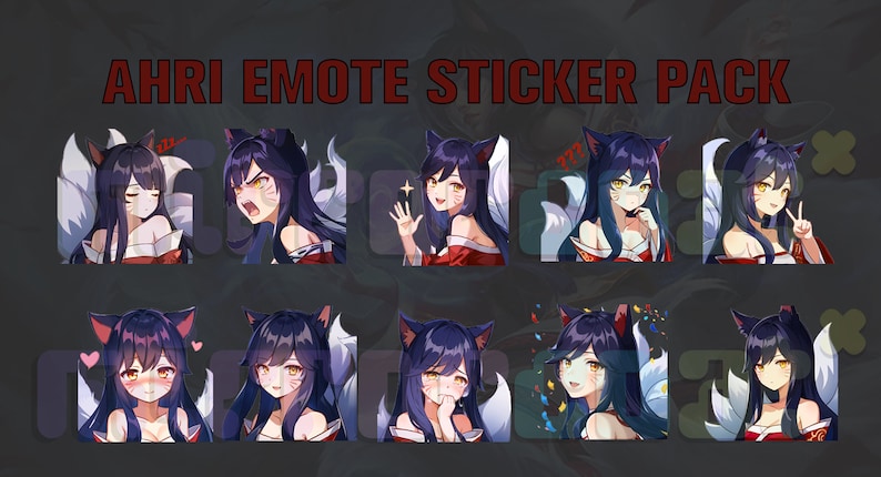 Lol Emote Sticker Pack: Ahri, Miss Fortune, Jinx, Lux (60 Stickers!) - Etsy