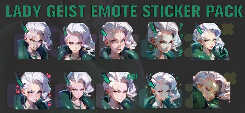 Lady Geist Emote Sticker Pack: Twitch, Discord, Youtube (digital ...