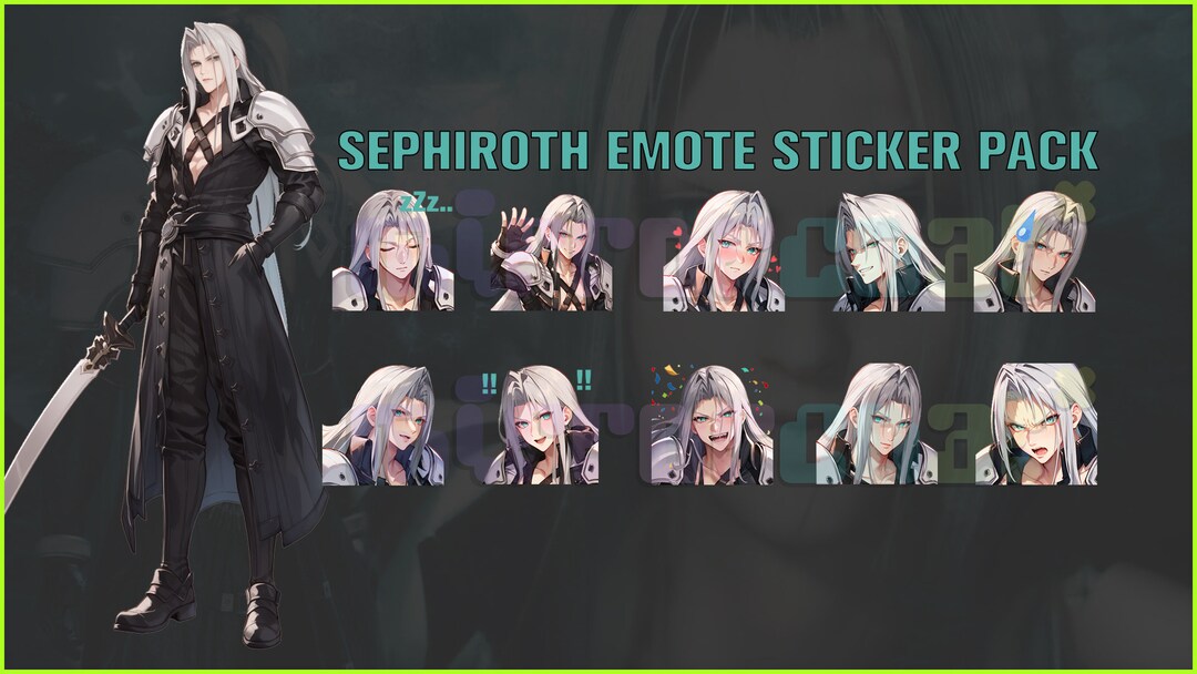 Sephiroth FF7 Emote Sticker Pack: Twitch, Discord, Youtube (digital ...
