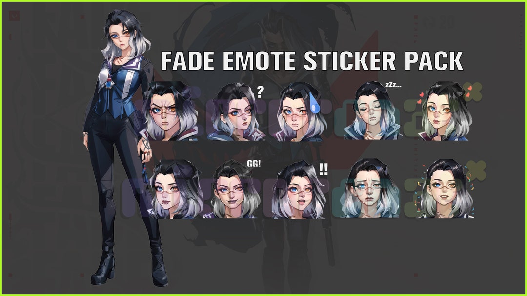 Fade Valorant Emote Sticker Pack: Twitch, Discord, Youtube (digital ...