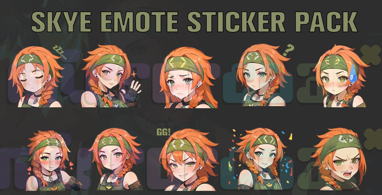 Skye Valorant Emote Sticker Pack: Twitch, Discord, Youtube (digital ...