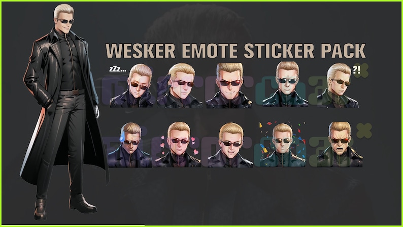 Albert Wesker Emote Sticker Pack: Twitch, Discord, Youtube (digital ...