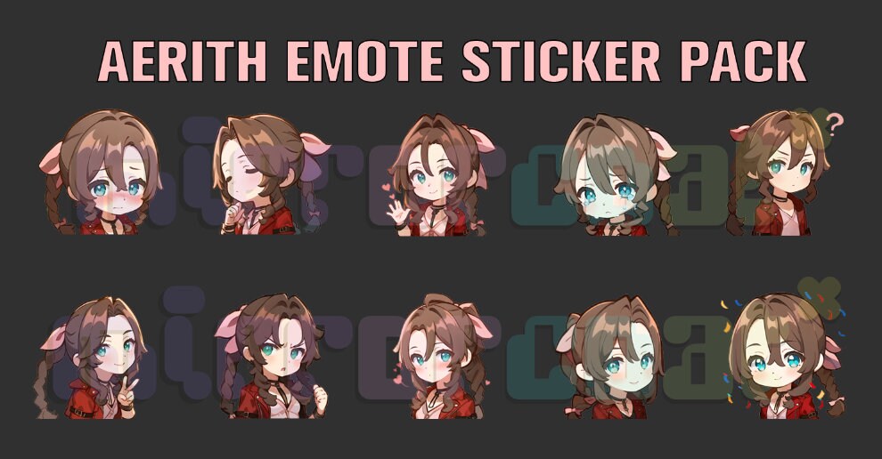 FF7 Girls Emote Sticker Pack: Tifa, Aerith, Yuffie (digital Download ...