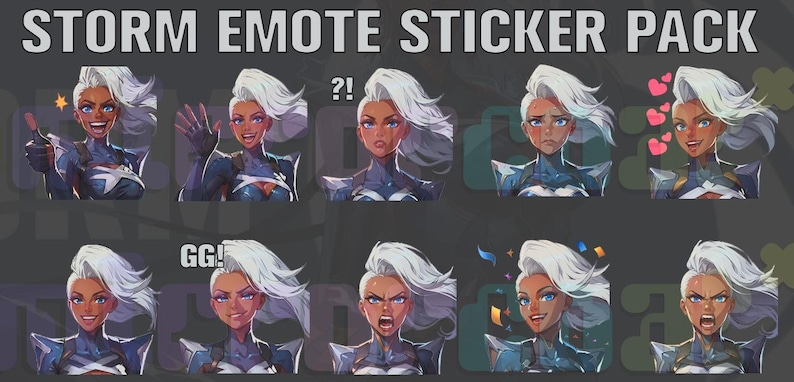 Paquete de stickers de emojis de Storm, Marvel Rivals, Twitch, Discord ...