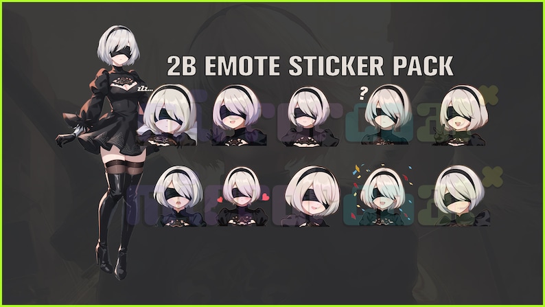 2B Nier Automata Emote Sticker Pack: Twitch, Discord, Youtube (digital ...