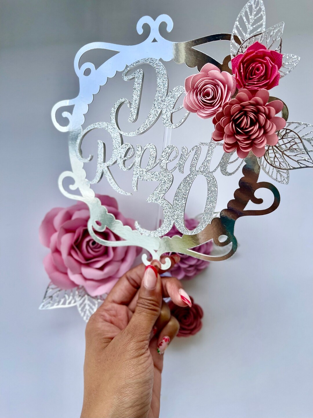 Turning 30 Cake Topper, Dirty Thirty Theme Cake, Flower Cake Topper ...