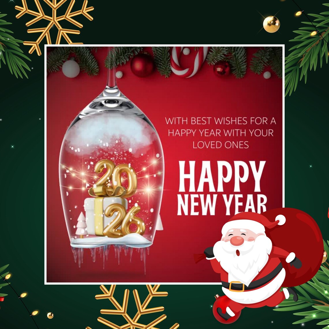 2026 New Year Animated Square Video | Luxury Snowfall Inside Upside ...