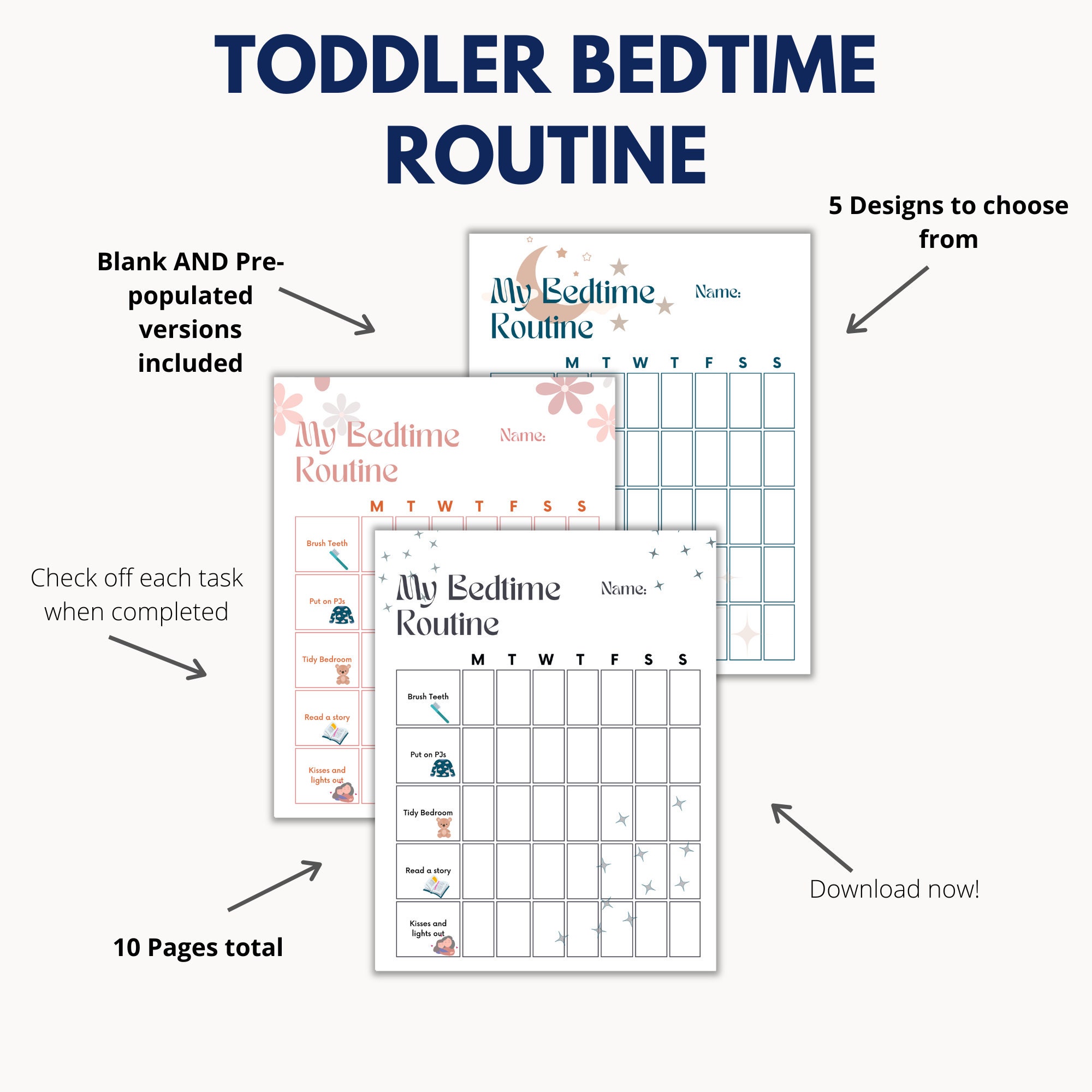 Toddler Bedtime Routine, Nighttime Routine for Preschoolers, Prek ...