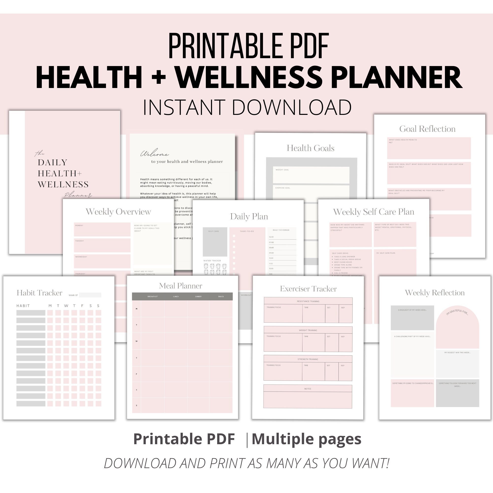 Healthy Habits Planner and Tracker Printable PDF | Daily Planner ...