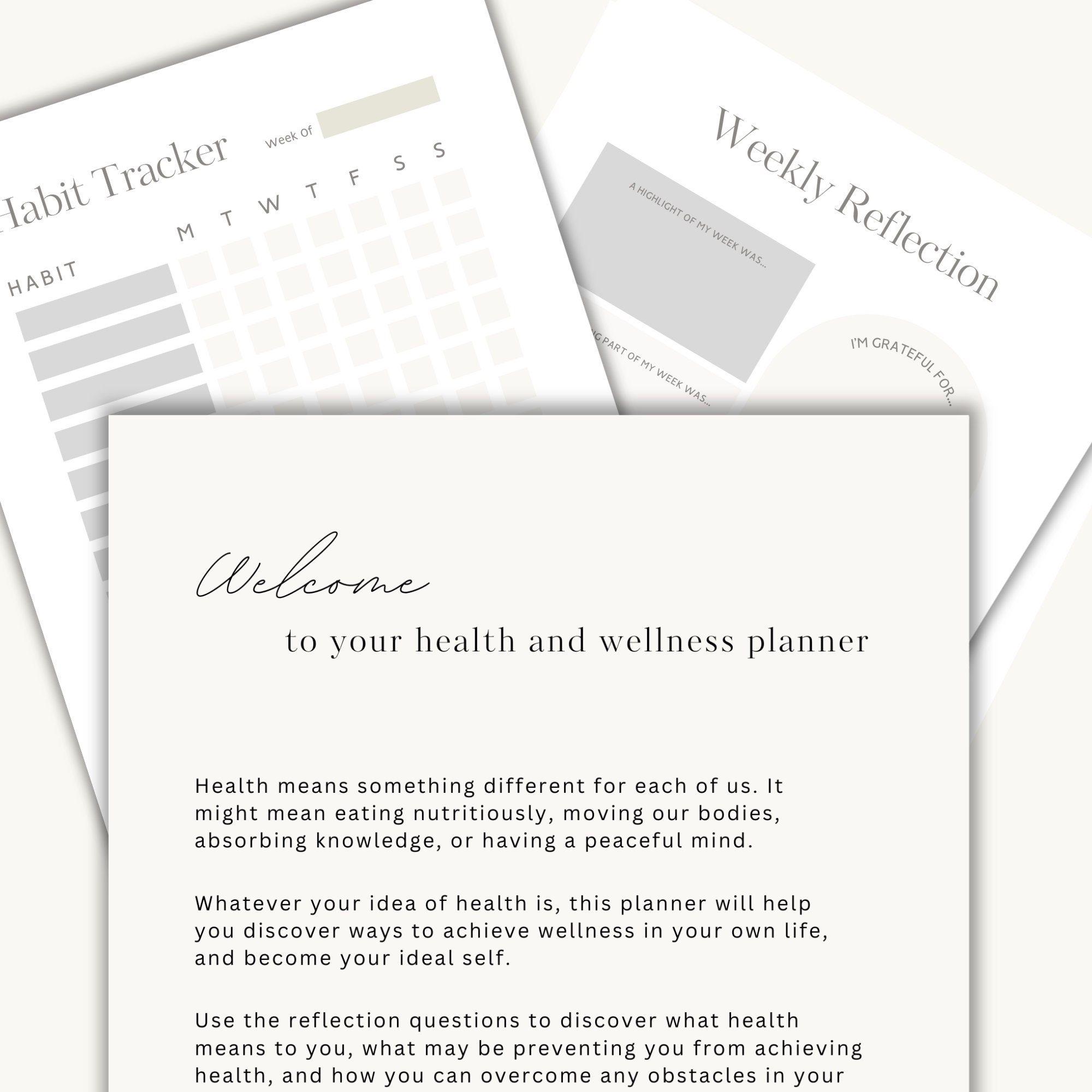 Health and Wellness Planner Printable PDF | Daily and Weekly Planner ...