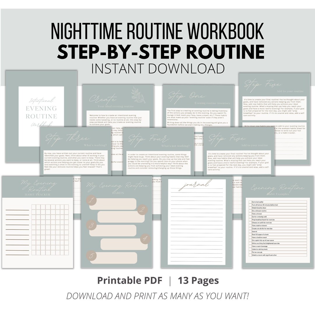 Nighttime Routine Planner Printable PDF, How to Plan Your Ideal Night ...