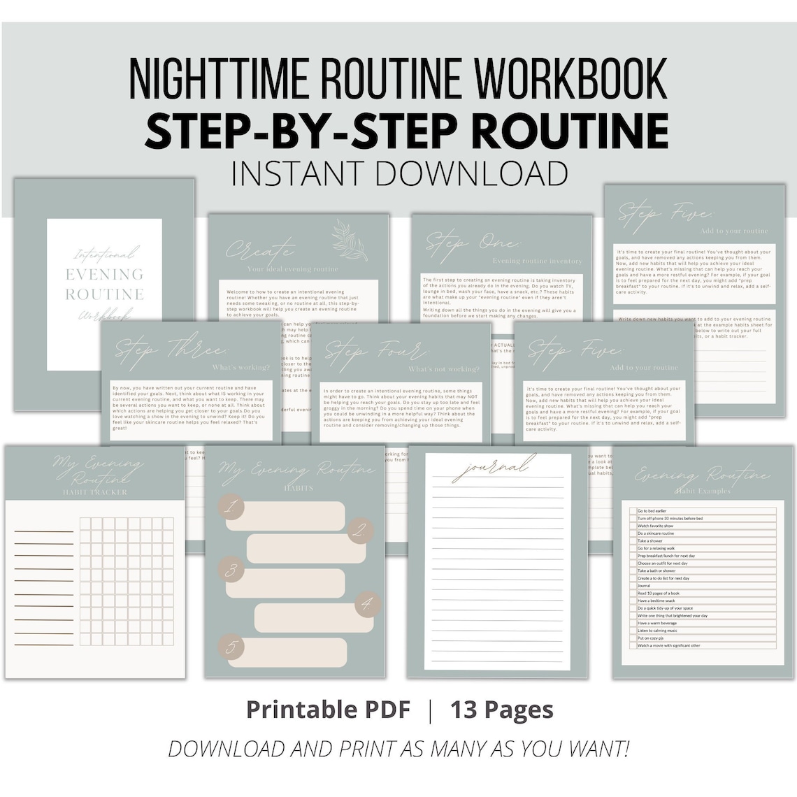 Nighttime Routine Planner Printable PDF, How to Plan Your Ideal Night ...