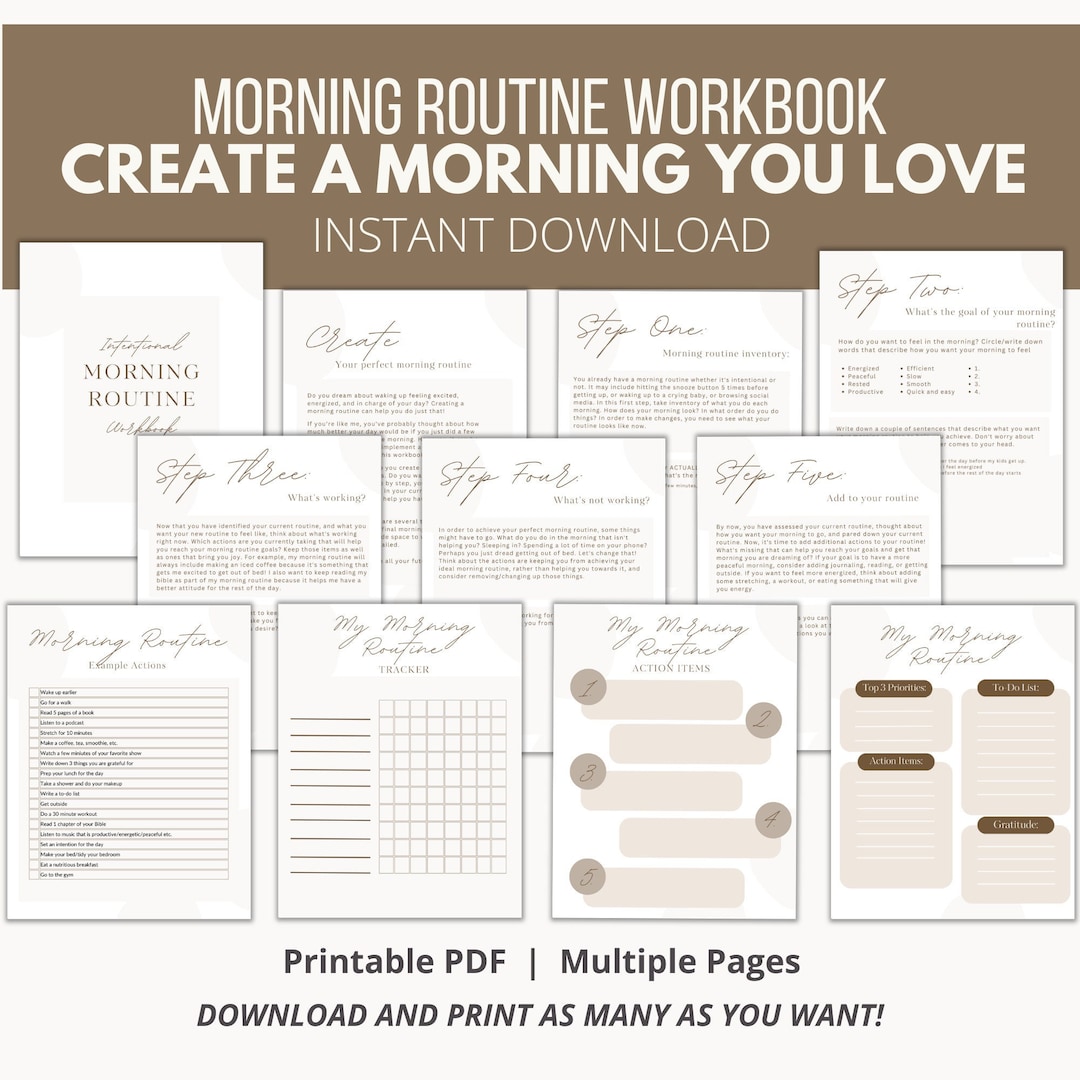 Intentional Morning Routine Workbook, Create a Morning Routine, Morning ...