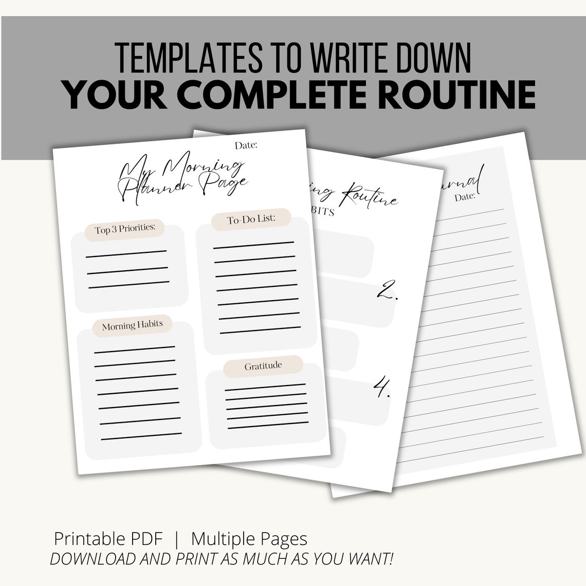 Intentional Morning Routine Workbook Printable, Create a Morning ...