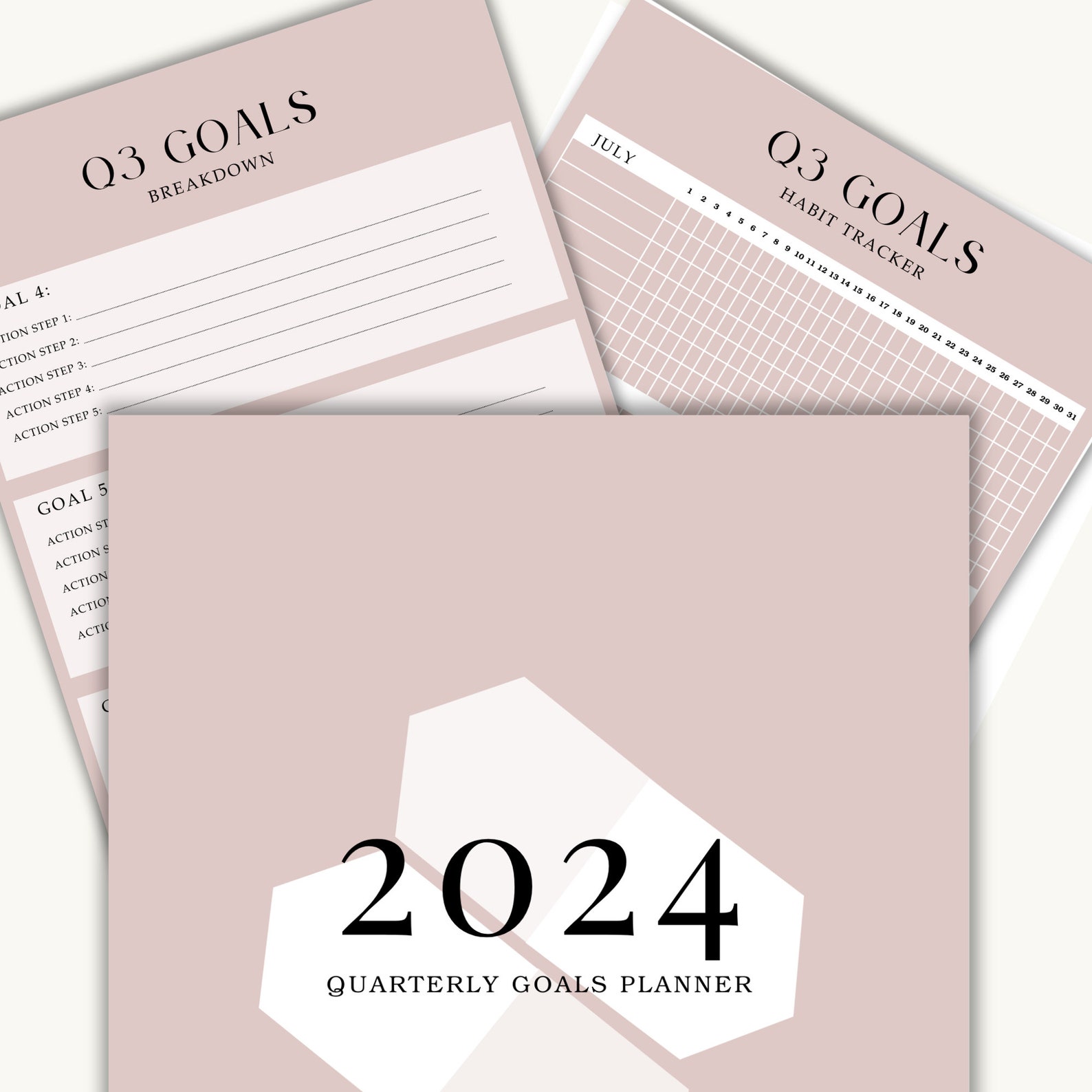 Quarterly Goal Planner 2024, 12 Week Goal Workbook, Simple, Minimal ...