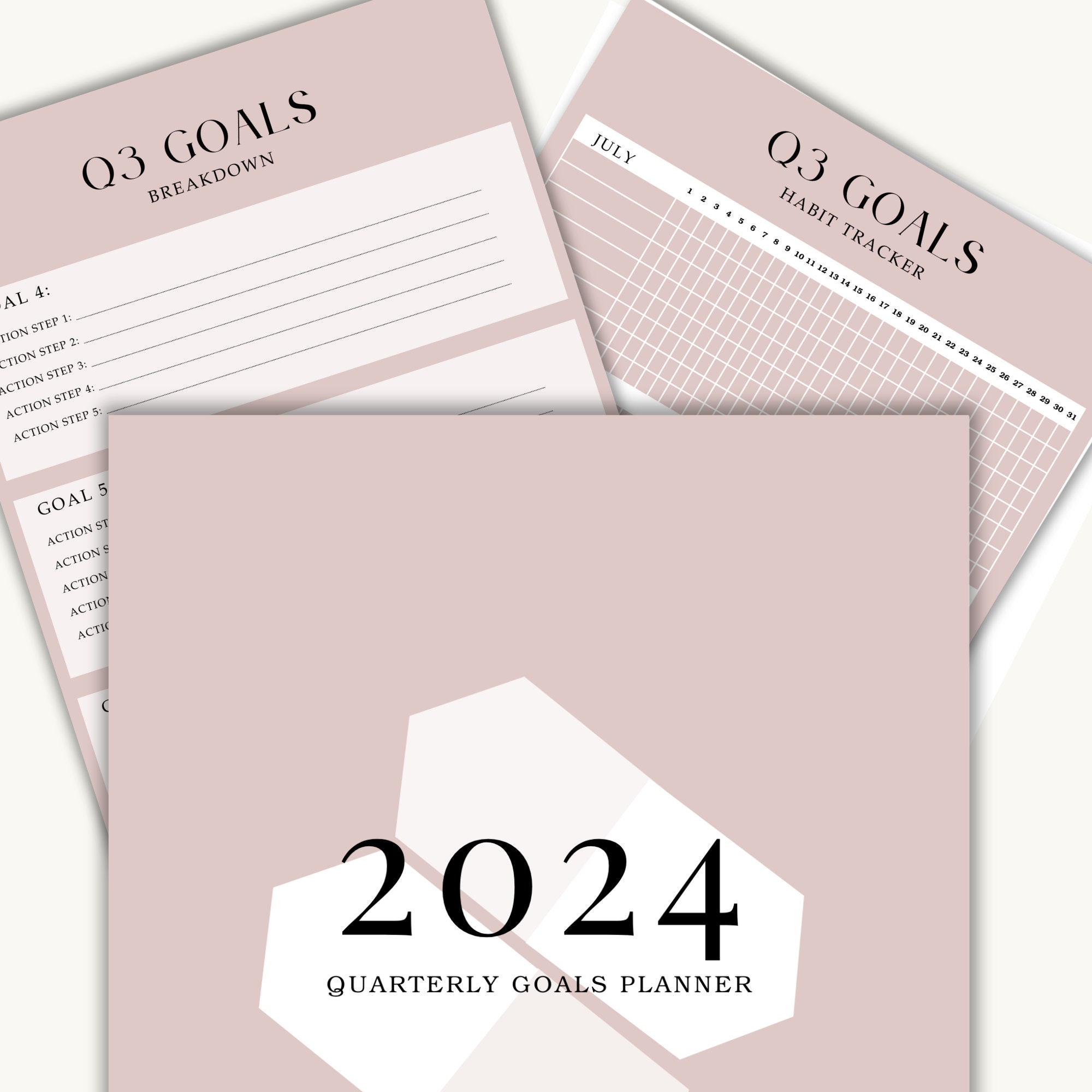 Quarterly Goal Planner 2024, 12 Week Goal Workbook, Simple, Minimal ...