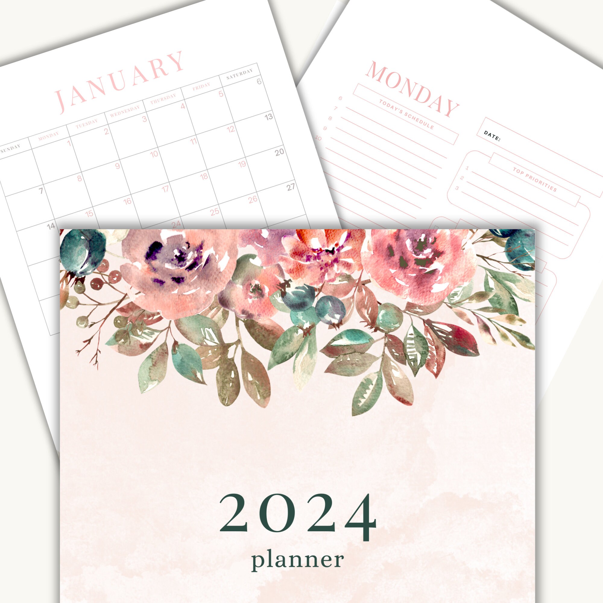 2024 Planner Printable Pdf, Weekly Planner, Daily Planner, Instant ...