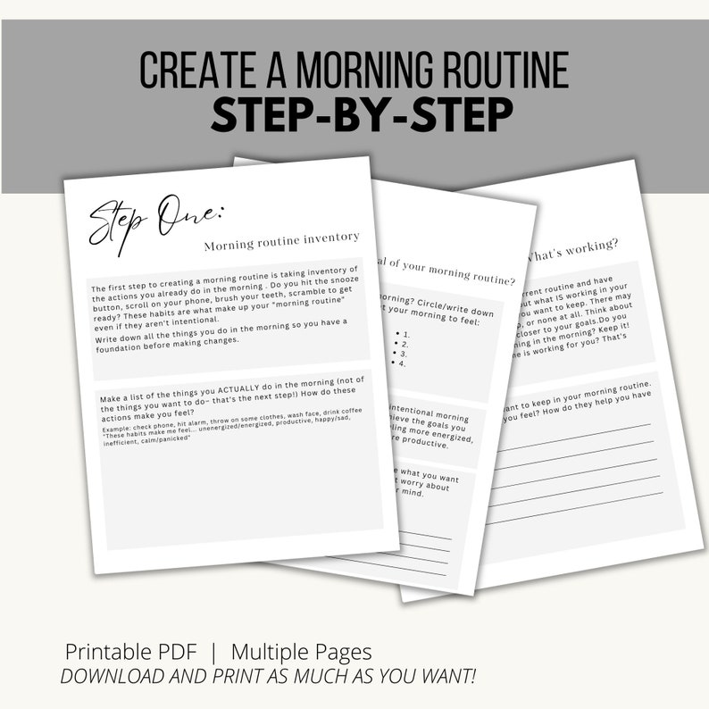 Intentional Morning Routine Workbook Printable, Create a Morning ...