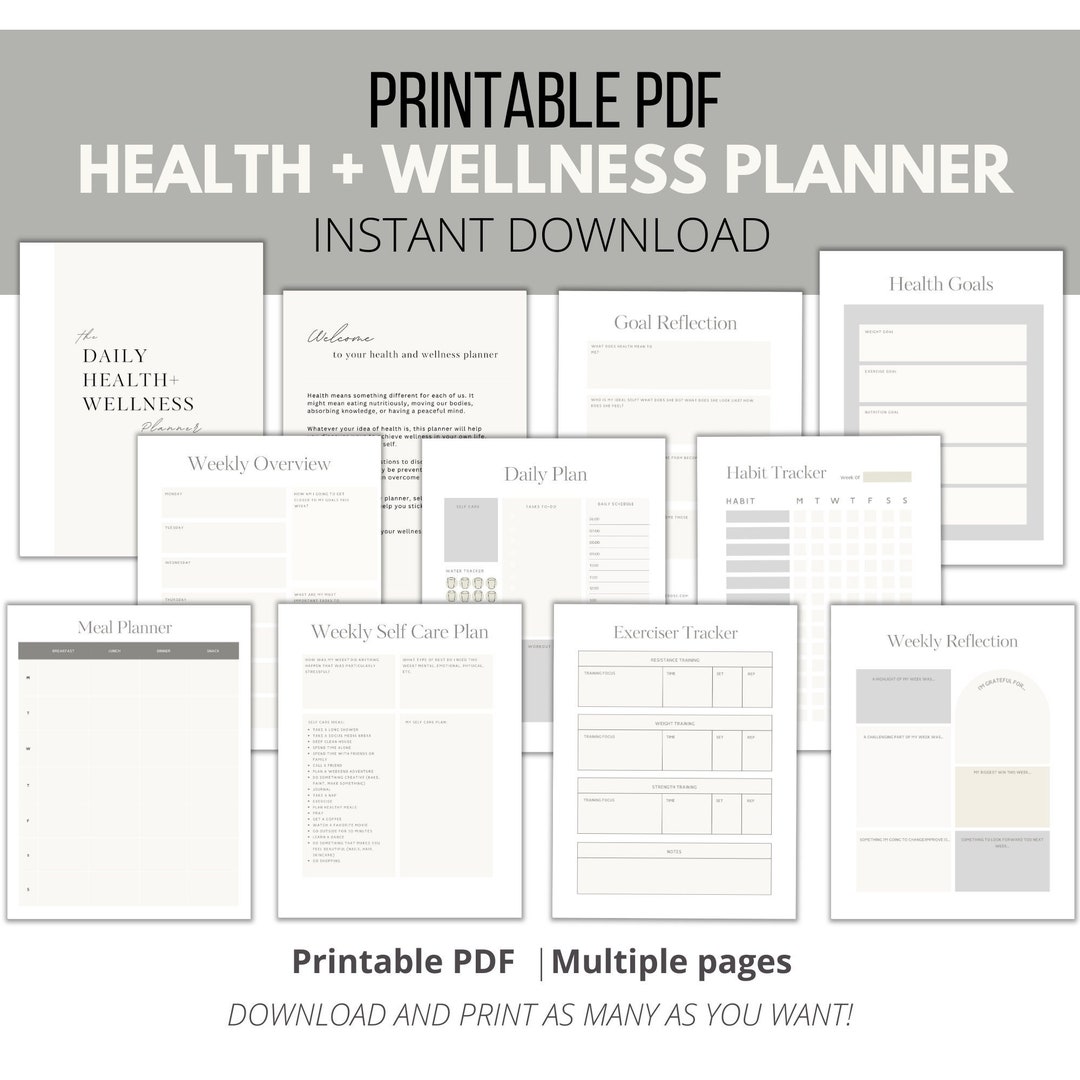 Health and Wellness Planner Printable PDF | Daily and Weekly Planner ...