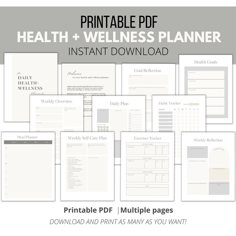 Health and Wellness Planner Printable PDF | Daily and Weekly Planner ...