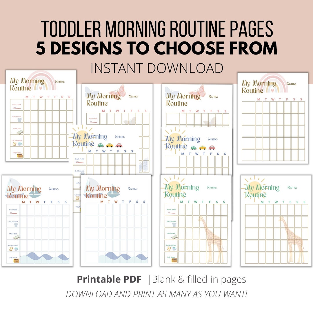 Toddler Morning Routine Checklist Printable PDF, Prek Bedtime Routine ...