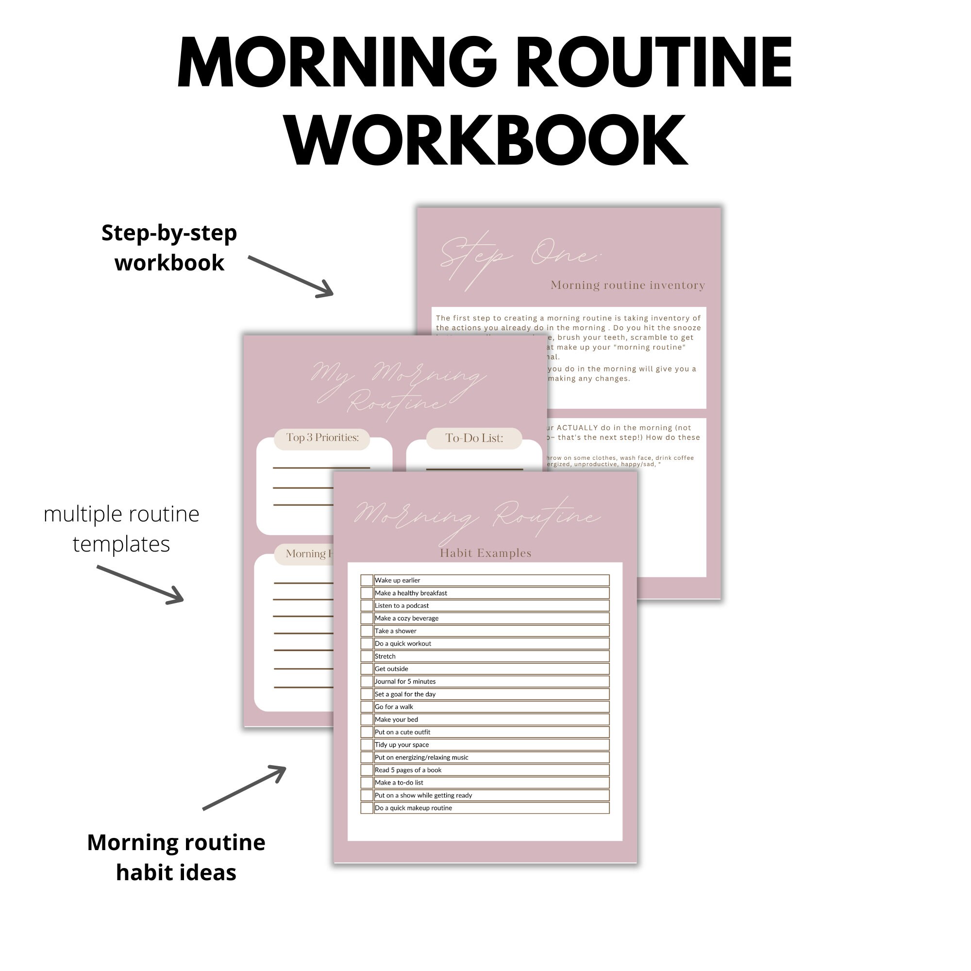 Intentional Morning Routine Workbook, Create a Morning Routine, Morning ...