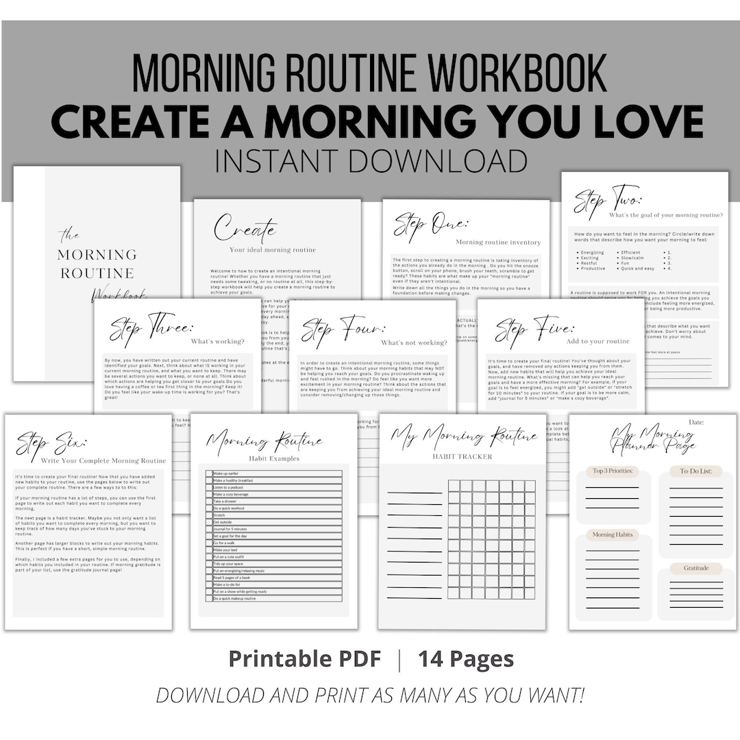Intentional Morning Routine Workbook Printable, Create a Morning ... Intentional Morning Routine Workbook Printable, Create a Morning ...