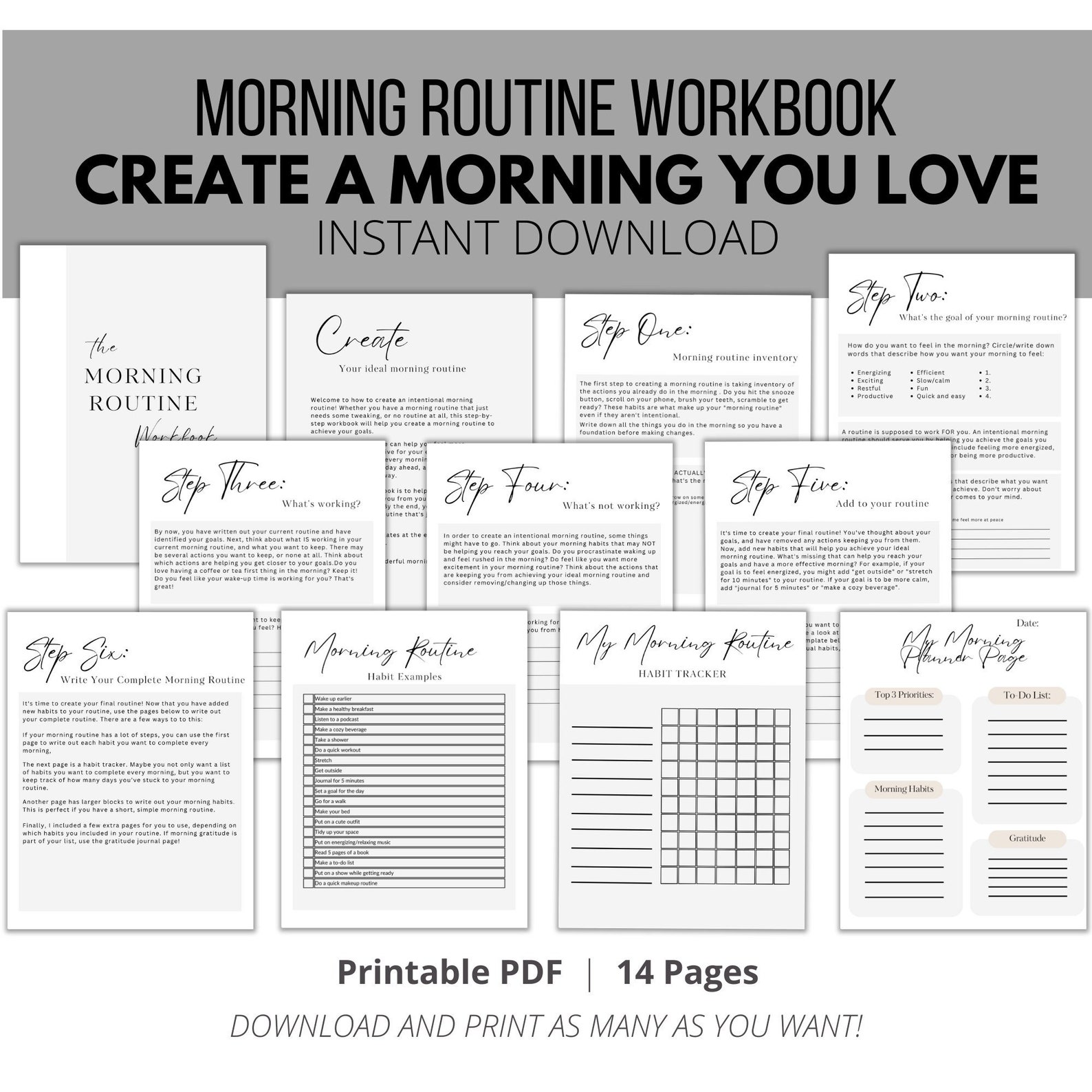 Intentional Morning Routine Workbook Printable, Create a Morning ...