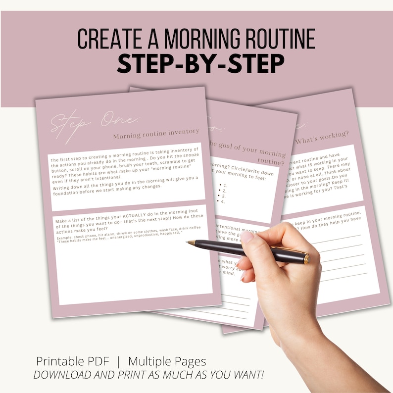 Intentional Morning Routine Workbook, Create a Morning Routine, Morning ...