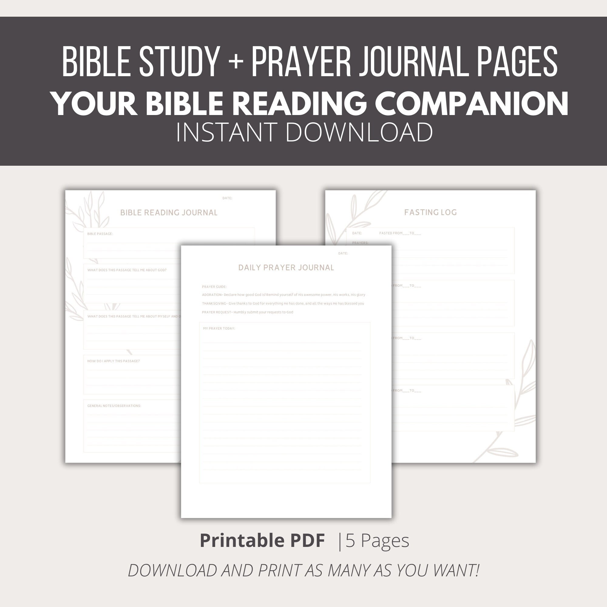 Printable Bible Study and Prayer Journal Pages | Bible Reading Notes ...