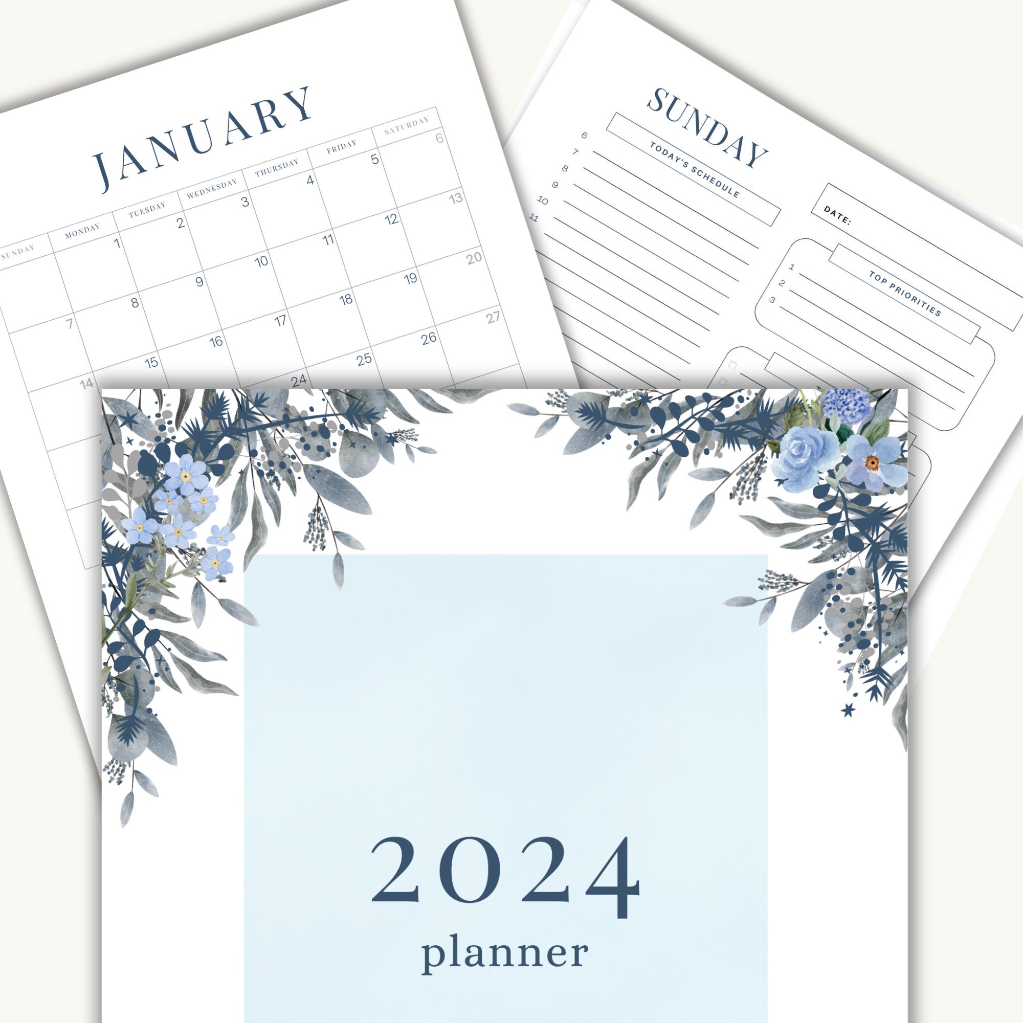 2024 Planner Printable Pdf, Calendar, Daily Planner, Weekly Planner ...
