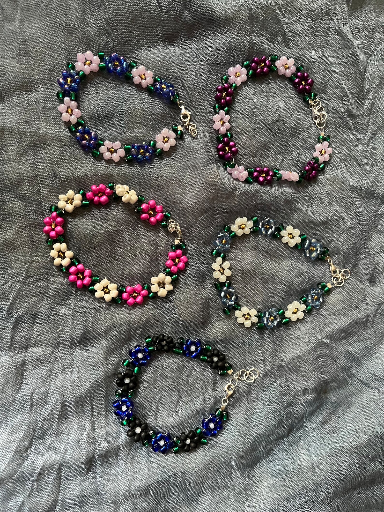 Cute Flower Beaded Bracelet, Aesthetic Bracelet, Daisy Bracelet, Beads ...