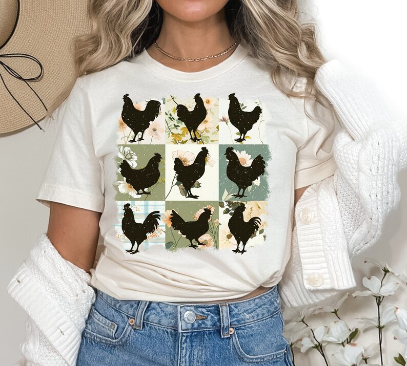 Rustic Boho Chicken Shirt, Vintage Farmhouse Floral Chicken Tee ...