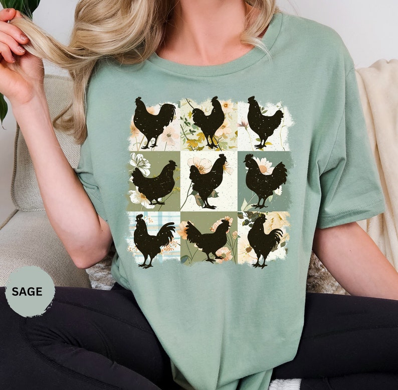 Rustic Boho Chicken Shirt, Vintage Farmhouse Floral Chicken Tee ...
