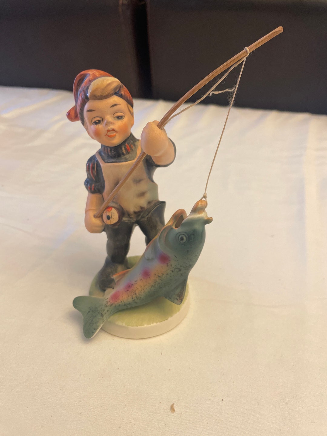Friedel Figurine - Boy With Fish Handpainted in Germany. - Etsy