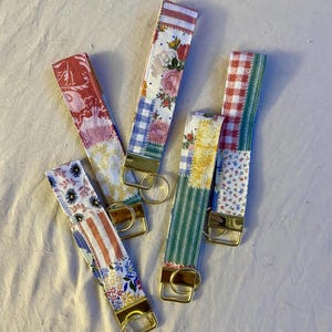 Handmade Boho Patchwork Keychain / Key Fob / Wristlet Strap / Wallet Strap / Loop Wristlet ...