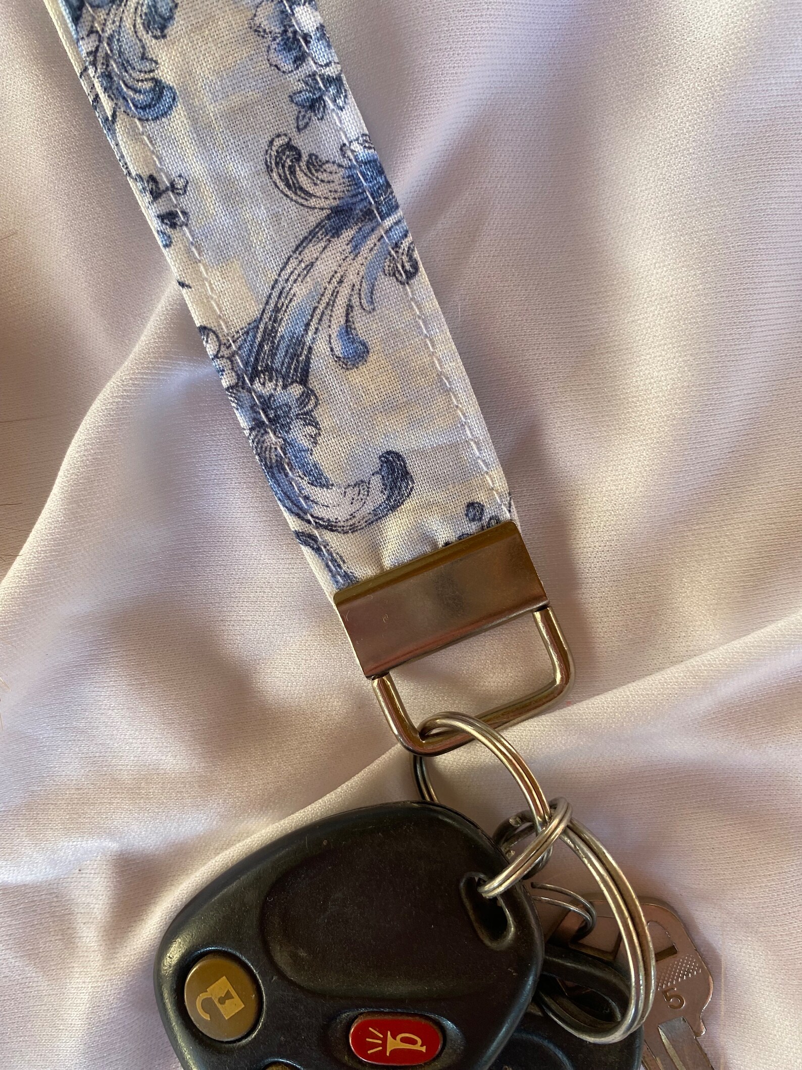 Handmade Antique Blue Print Keychain / Key Fob / Wristlet Strap ...